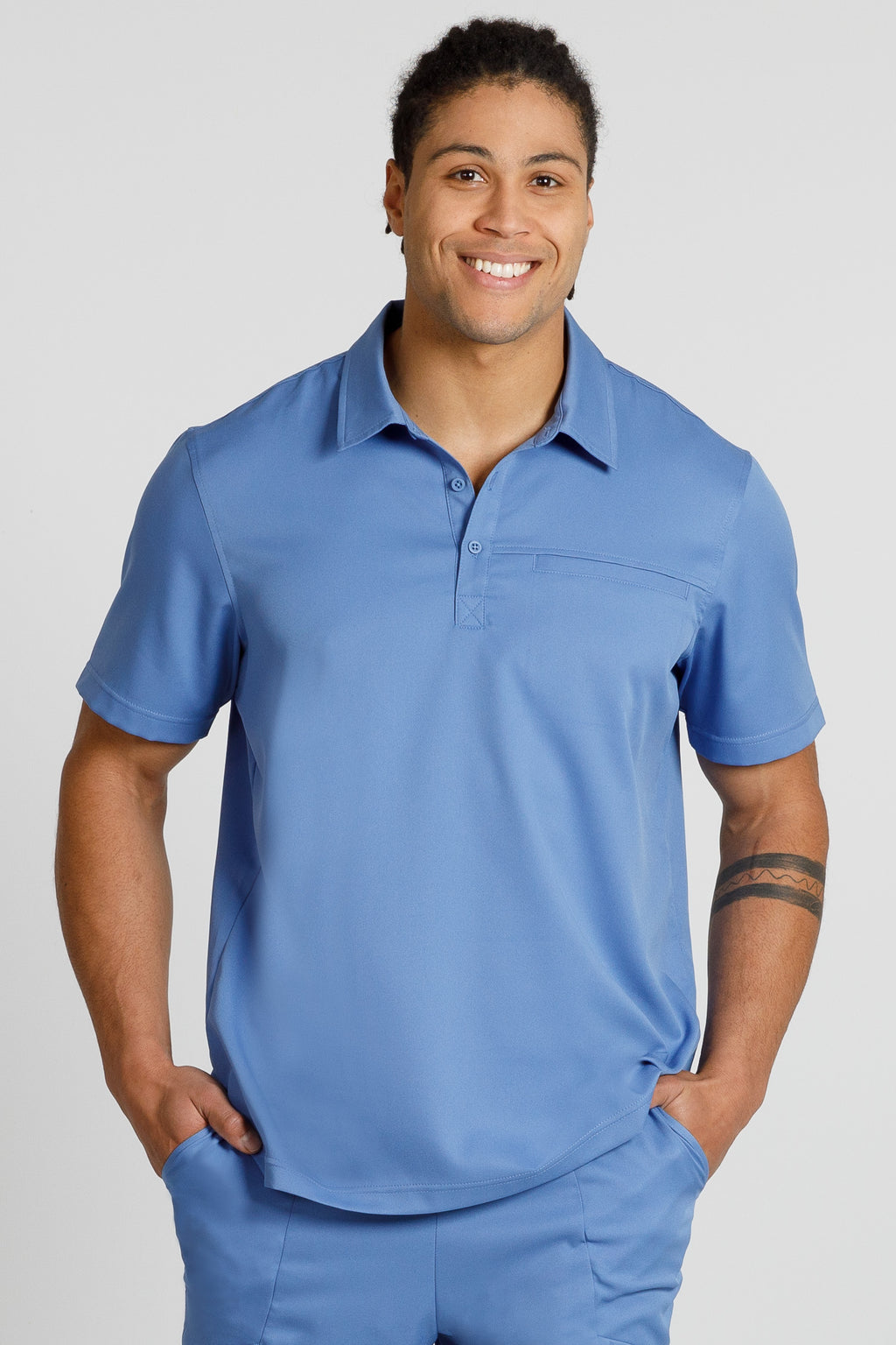 The Specimen Polo Top - Ocean Blue – Sustainable Scrubs